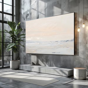 Abstract Art for Frame TV in Neutral Tones, Calming Coastal Landscape ...