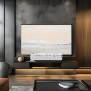 Abstract Art for Frame TV in Neutral Tones, Calming Coastal Landscape ...