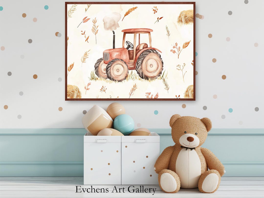 Tractor Wall Art, Farmhouse Decor, Watercolor Tractor, Digital Prints ...