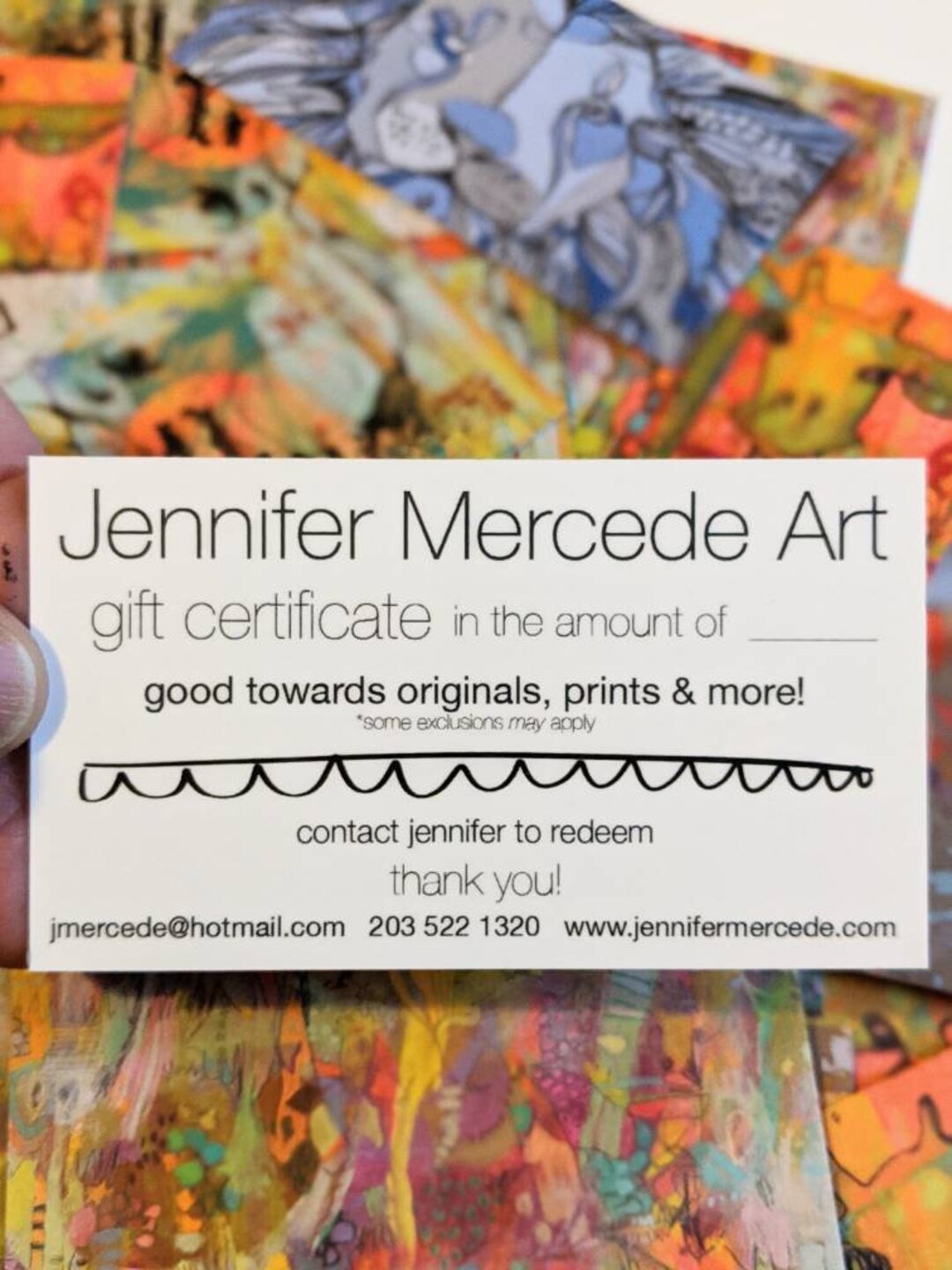 Gift Certificate, Jennifer Mercede Art, Colorful Funky Art Lover Unique ...