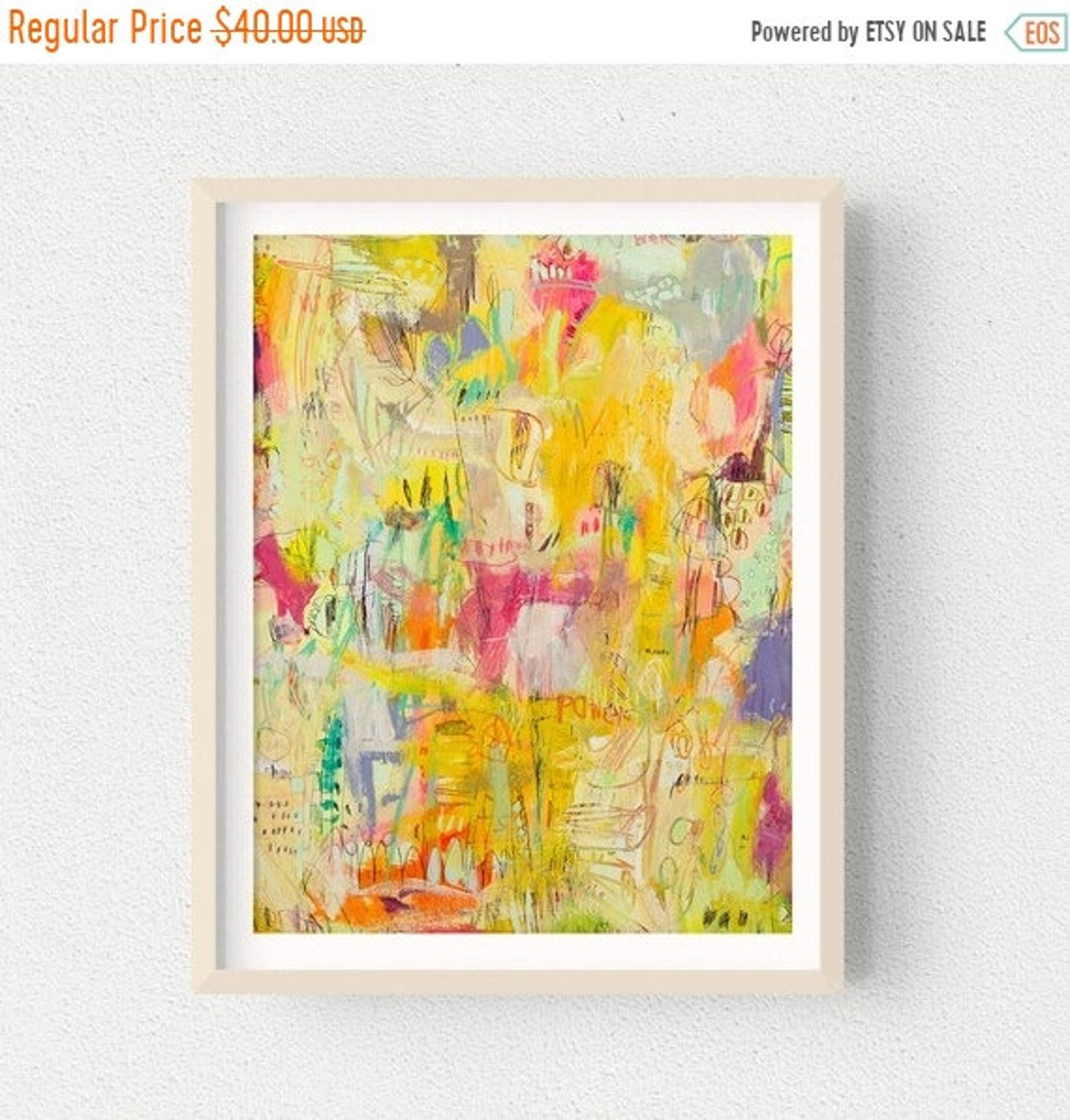Abstract Paper Print, 'raw' Jennifer Mercede, Yellow Graffiti Basquiat ...