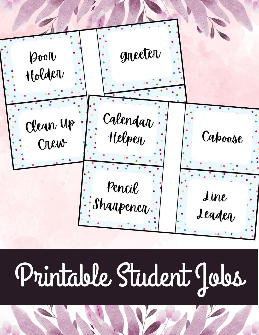 Printable Classroom Student Jobs, Classroom Jobs | Simple Cursive Font ...