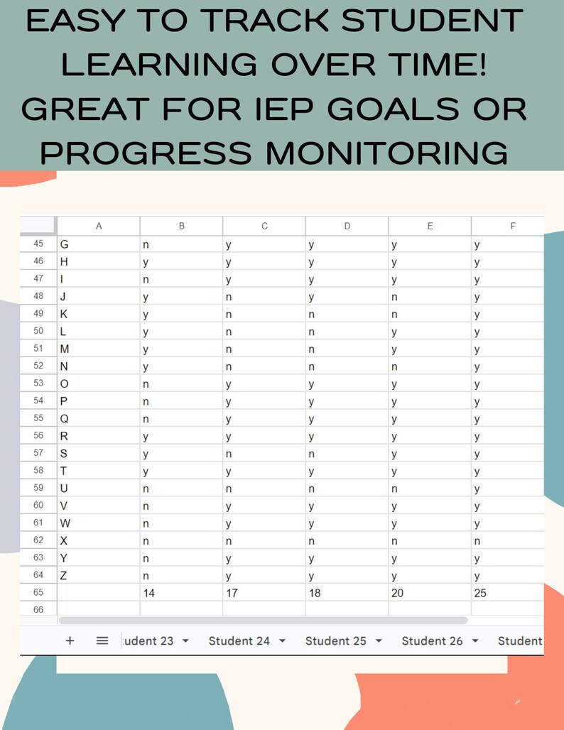 Editable Google Sheet Data Tracking Letter Identification and Letter ...