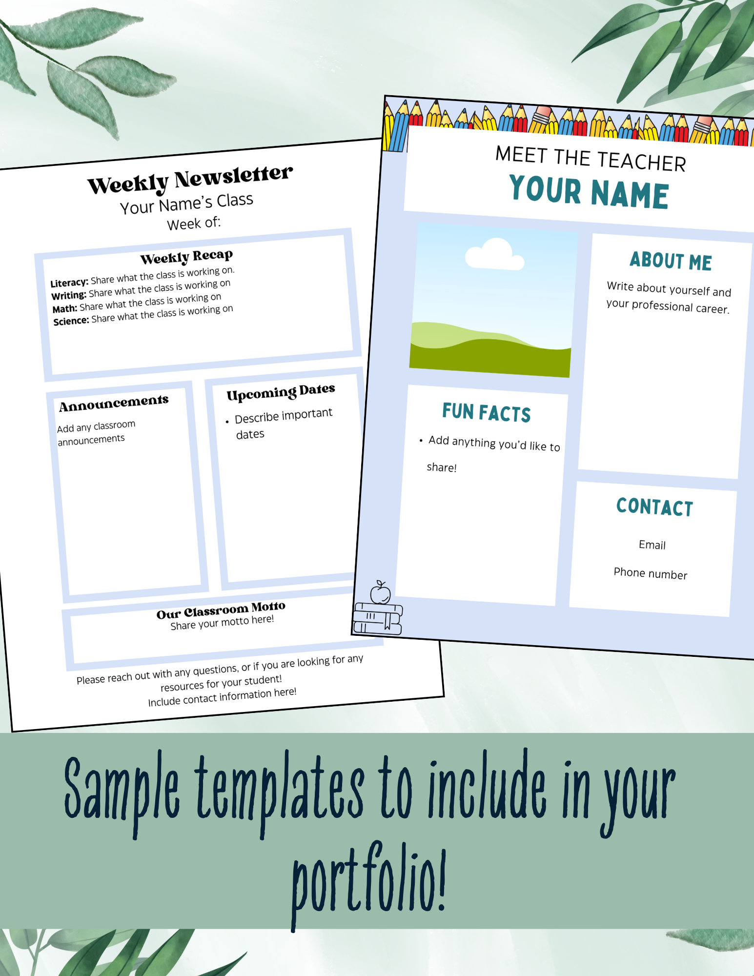 Editable Teacher Portfolio Template, Printable Educator Portfolio, Job ...