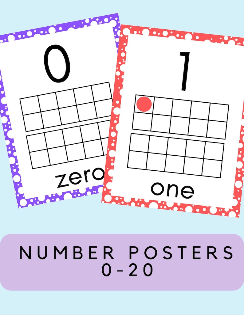 Classroom Numbers 0-20 Posters, Printable, Instant Download, Number ...