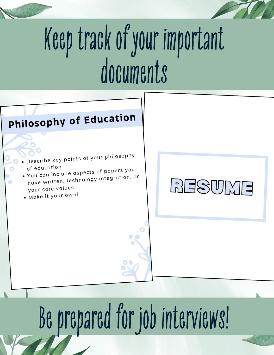 Editable Teacher Portfolio Template, Printable Educator Portfolio, Job ...
