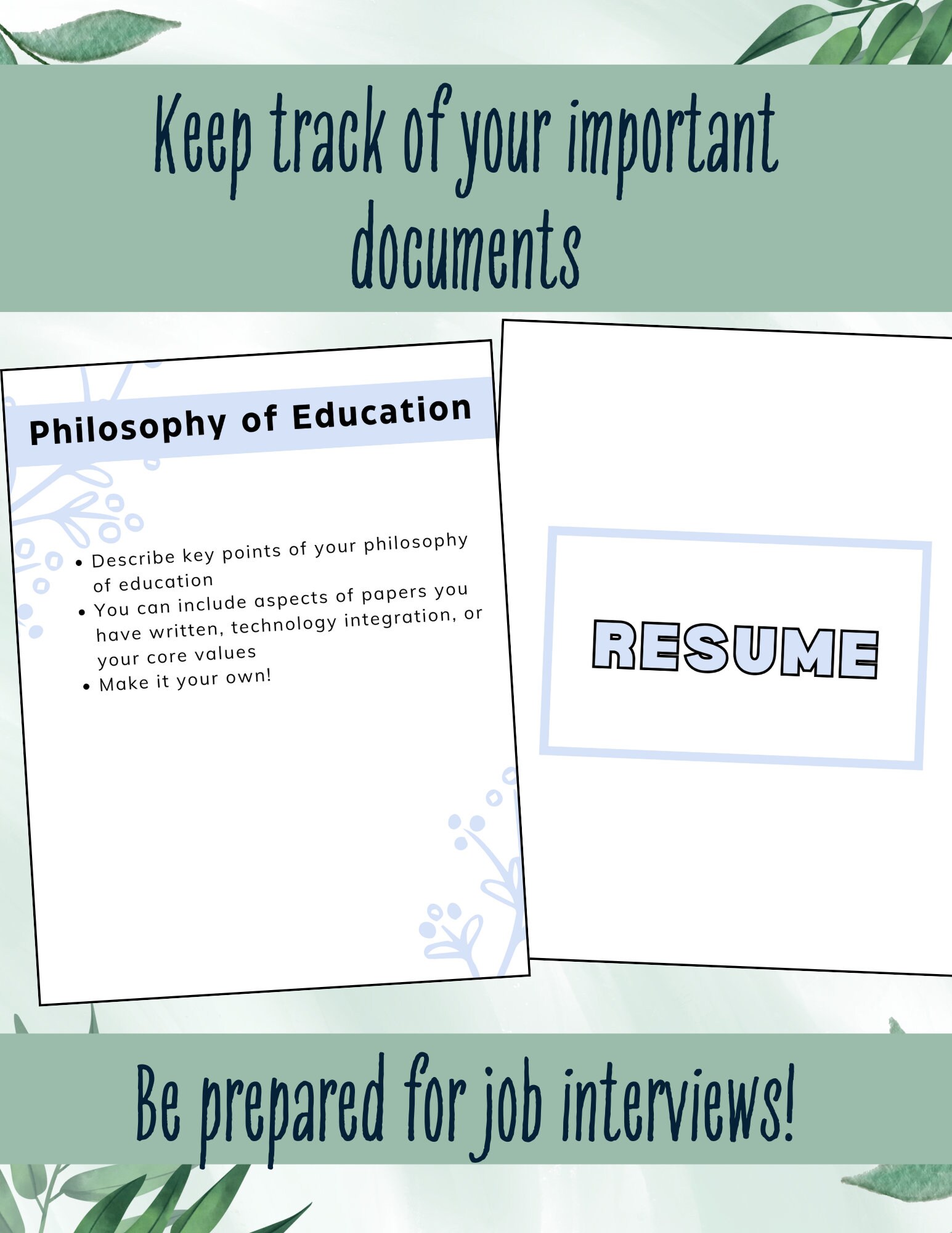 Editable Teacher Portfolio Template, Printable Educator Portfolio, Job ...