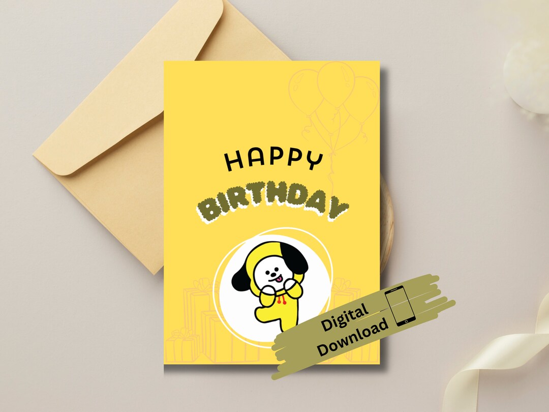 Printable BT21 Chimmy Birthday Card, Kpop BTS Birthday Card, Greeting ...