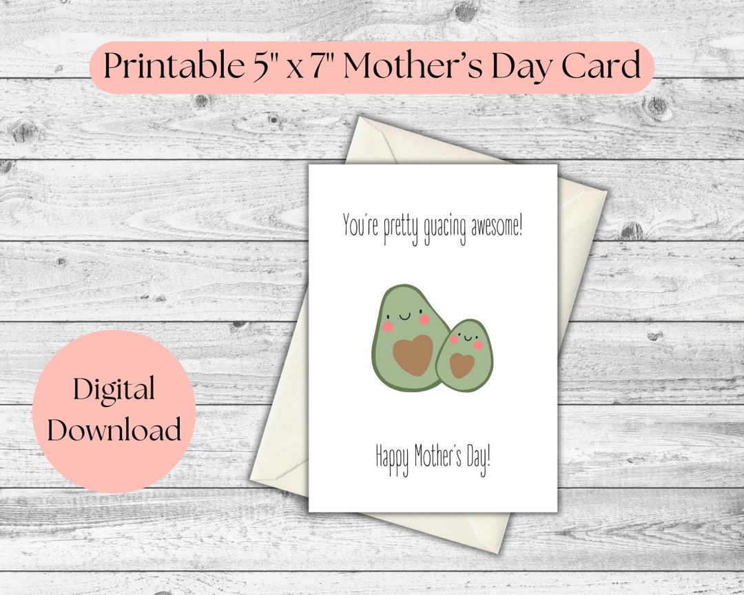 Avocado Funny Mothers Day Card, Instant Download Mothers Day Card ...