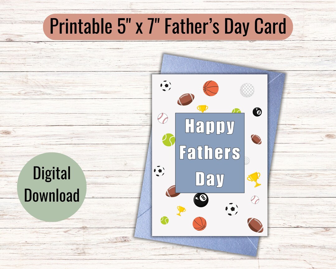 Sports Themed Fathers Day Card, Instant Download Fathers Day Card ...