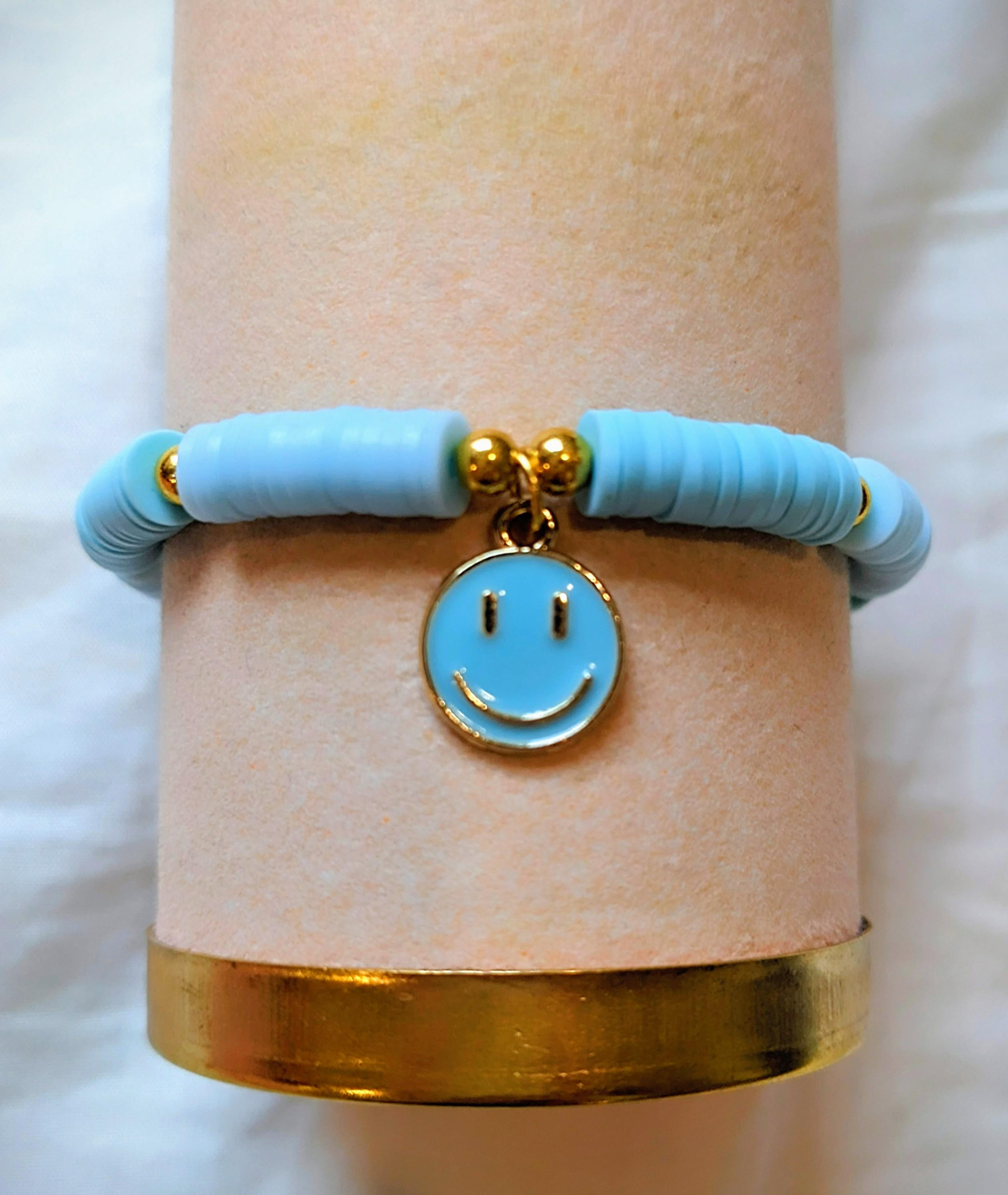 Preppy Smiley Face Charm Bracelet - Handmade Beaded Jewelry - Etsy