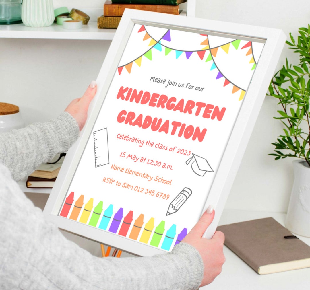 Editable Kindergarten Graduation Invitation Kindergarten Party Invite ...