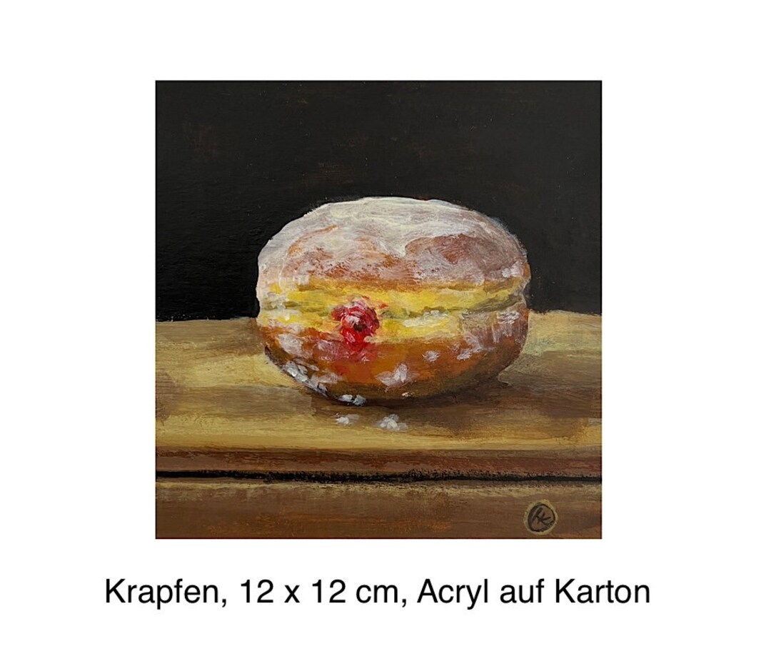 Still Life With Doughnuts, Artist Acrylic Paints, Upcycled Picture ...