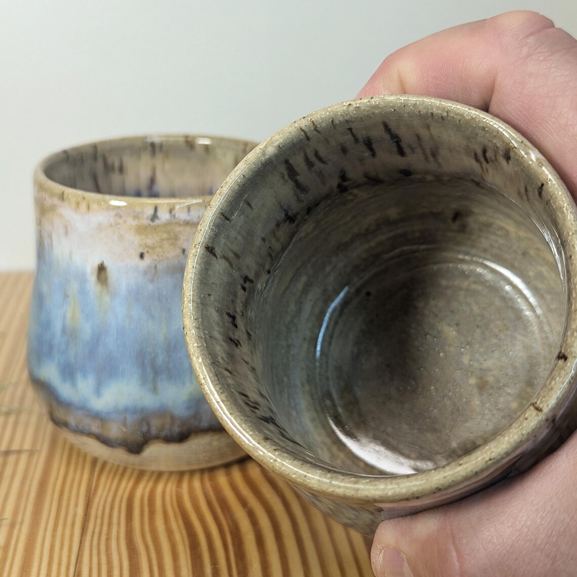 Handmade Blue and Cream Pots - Etsy