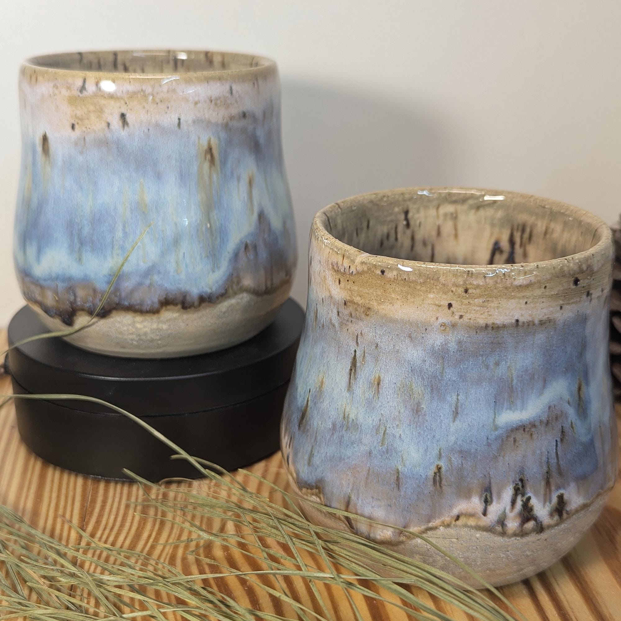 Handmade Blue and Cream Pots - Etsy