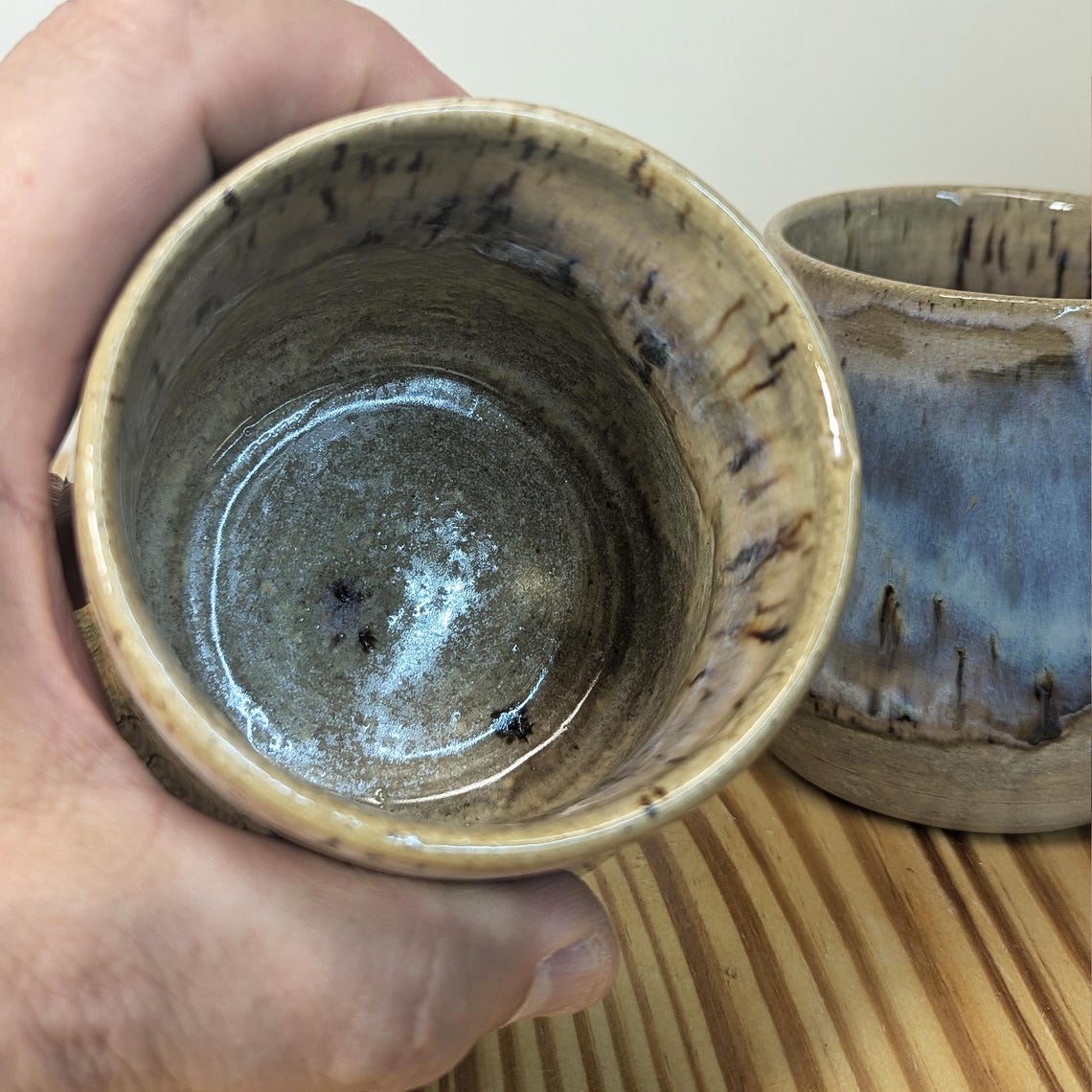Handmade Blue and Cream Pots - Etsy
