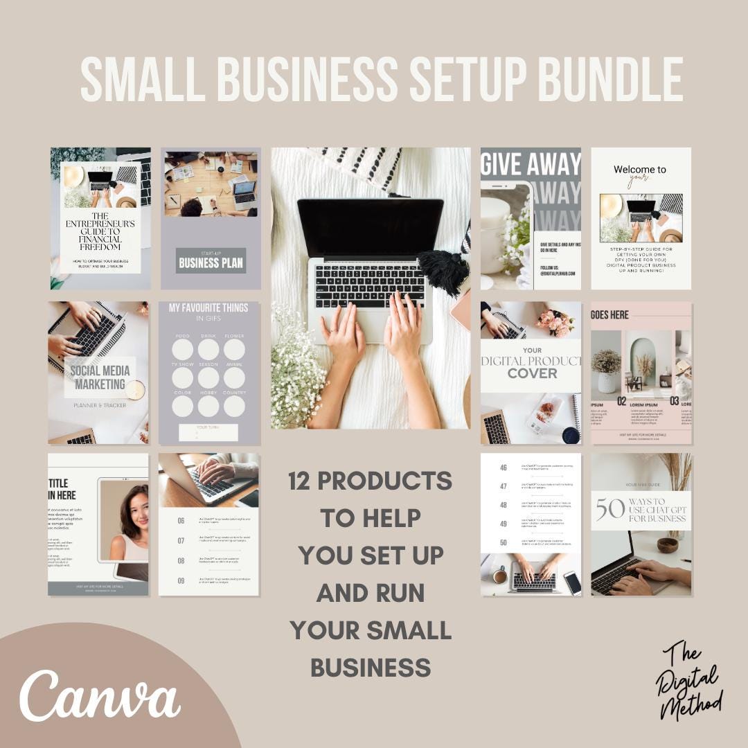 Small Business Setup Bundle Templates DIY Social Media Chat GTP ...