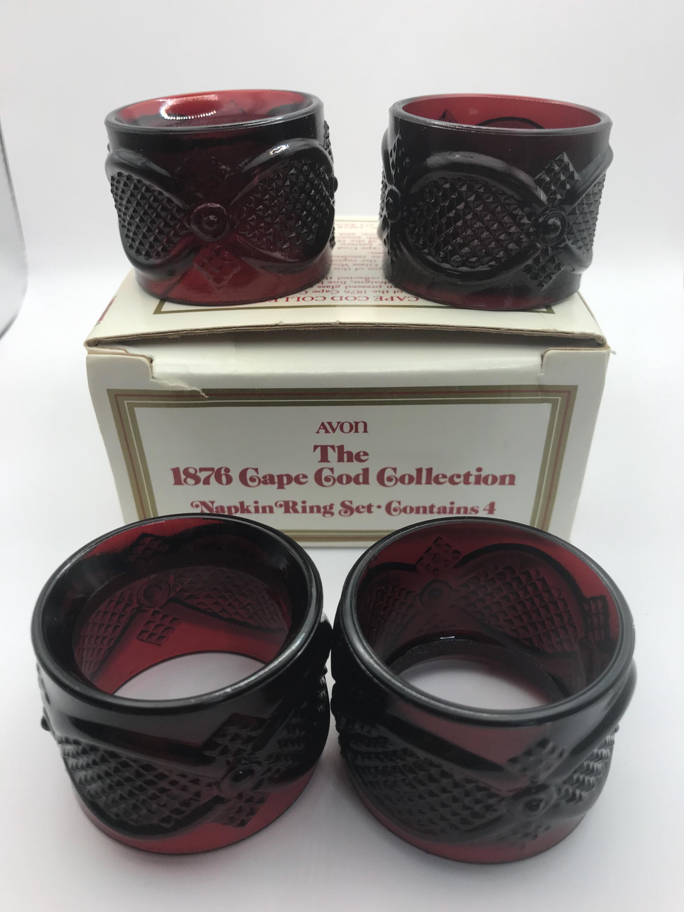 Your Choice~part I ! ~ Avon 1876 Cape Cod Collection in Red Ruby ~ Napkin Rings, Cruets, Dessert ...