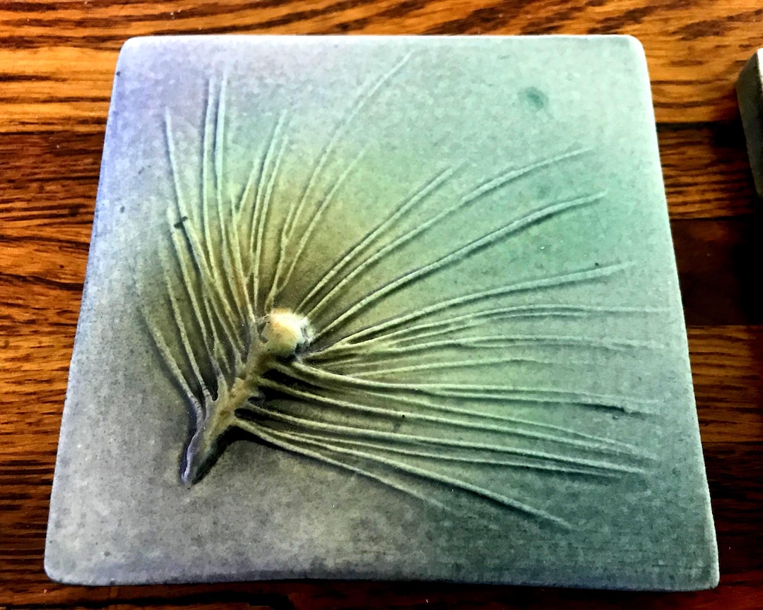 C2003 Surving Studios Pine Needle Bas-relief Art Tile ~ Choose One or ...