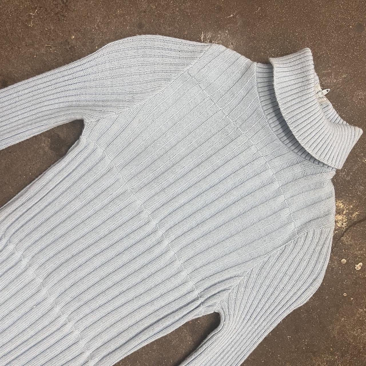 1970s Baby Blue Long Sleeve Turtle Neck Knit Mini Dress Size Xs-medium ...