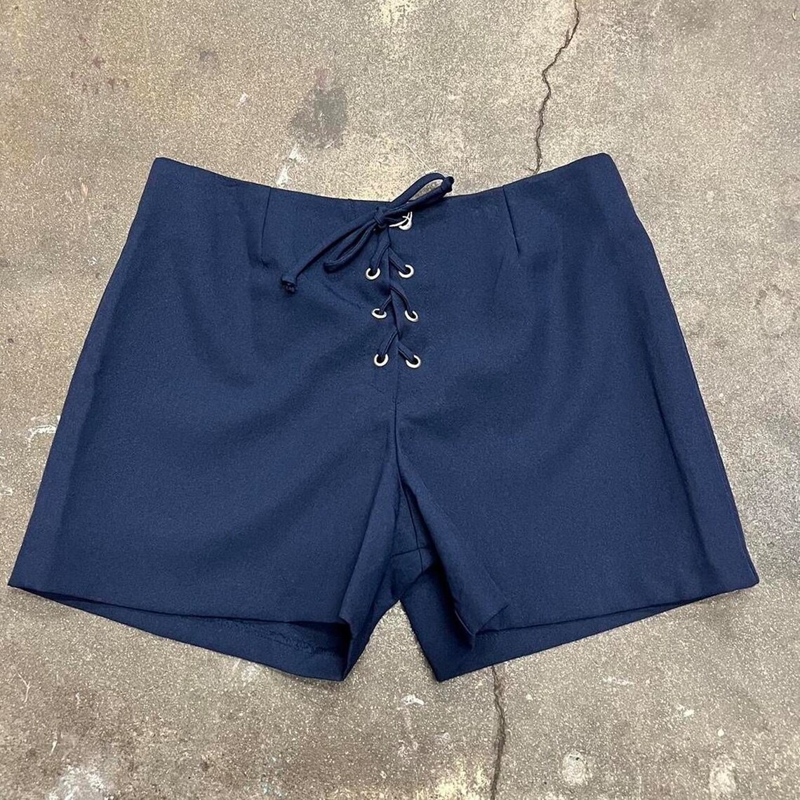 1990s Navy Blue Lace up Mini Shorts Made in USA Size Small - Etsy