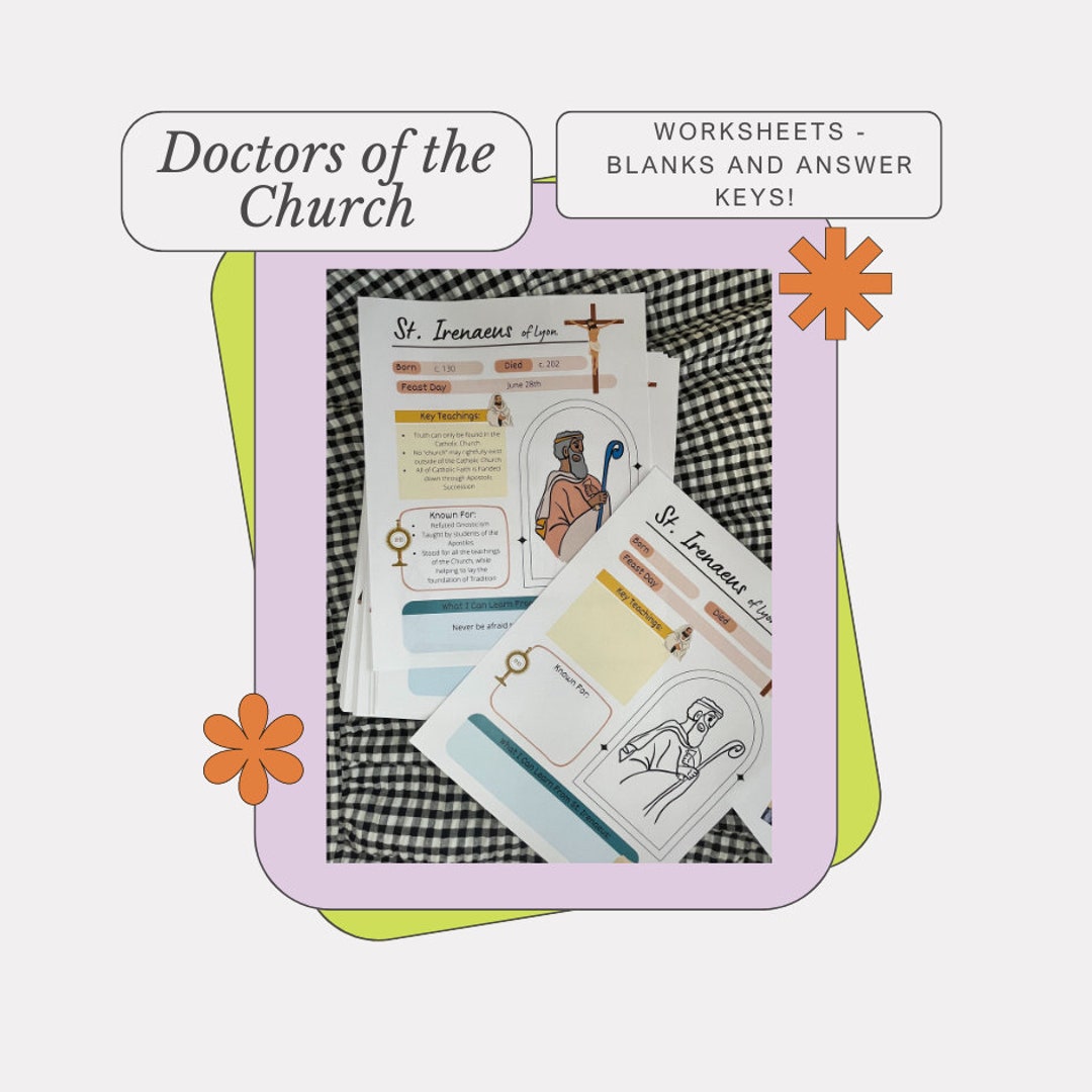 Catholic Doctors of the Church Worksheets - Set of 75 Printed ...