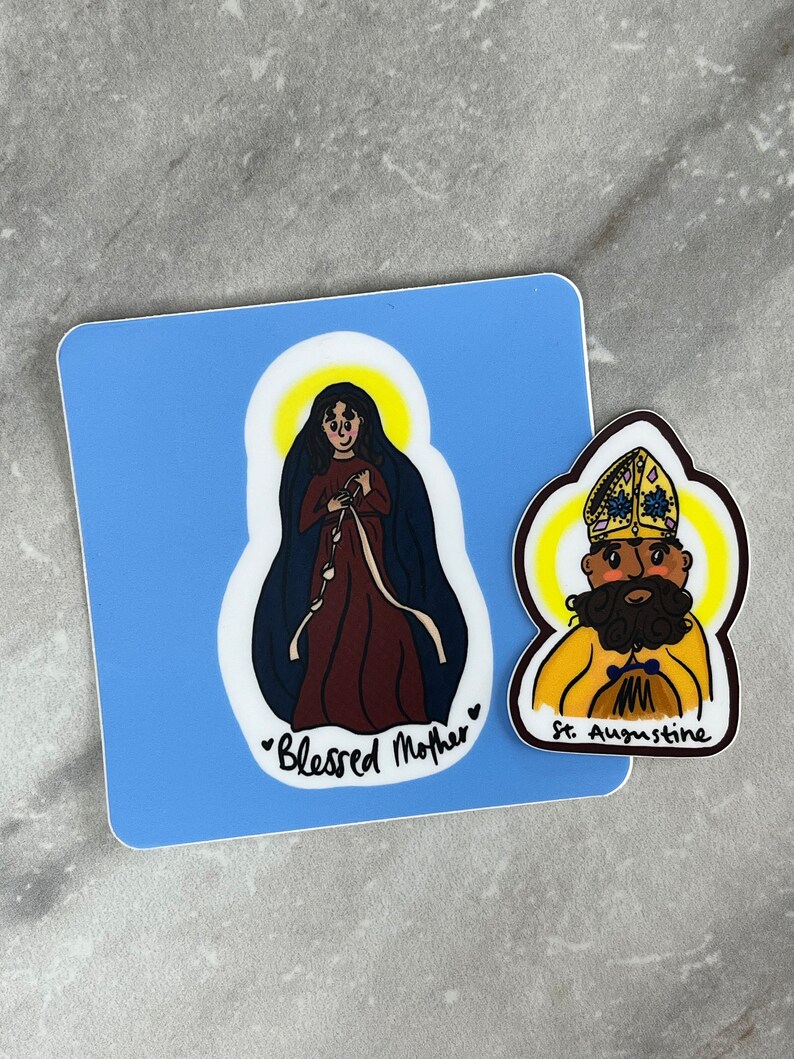 St. Augustine of Hippo Mini Sticker WITH Blessed Mother Sticker ...