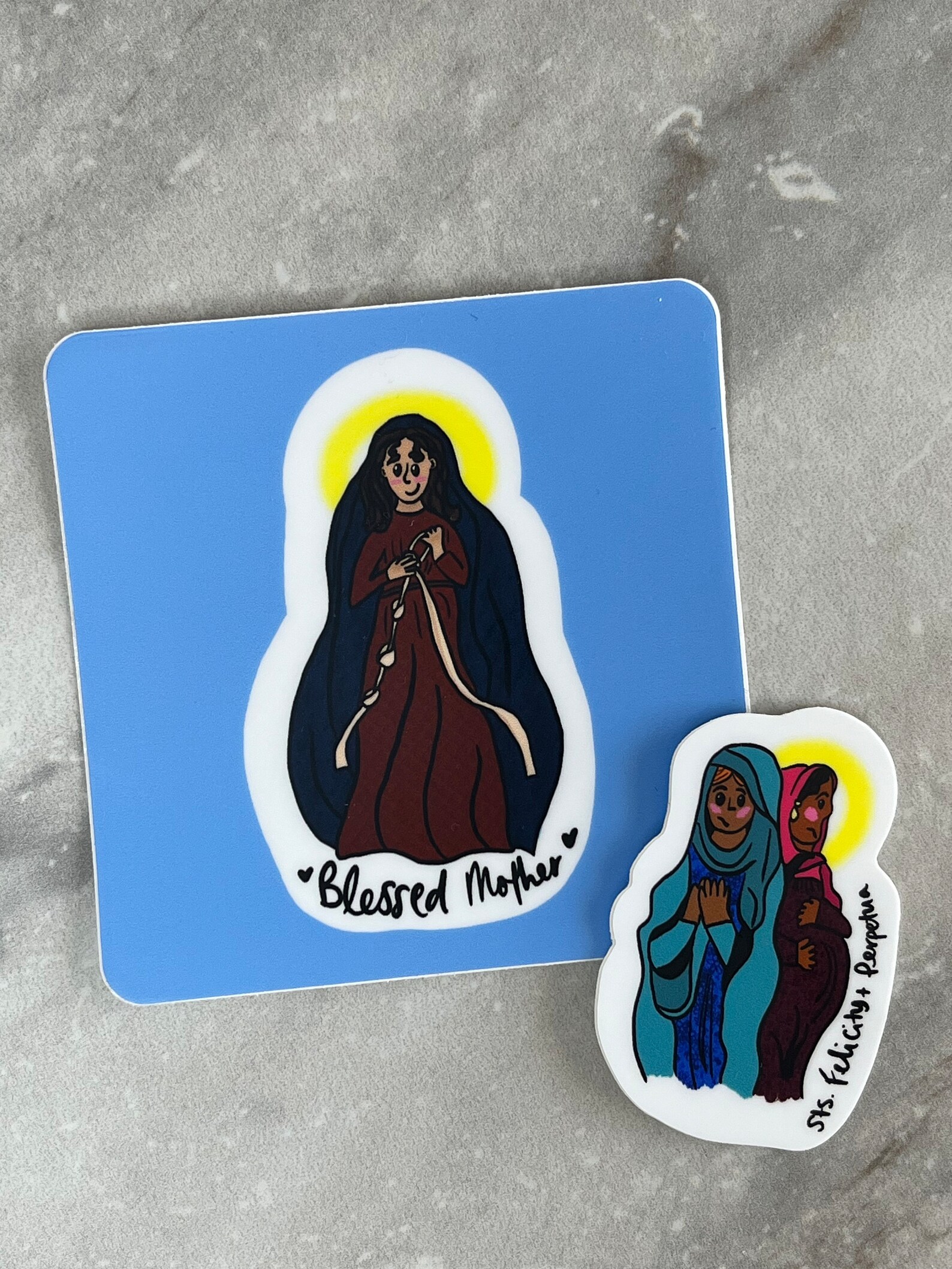 Saints Felicity & Perpetua Mini Sticker WITH Blessed Mother Sticker - 2 ...
