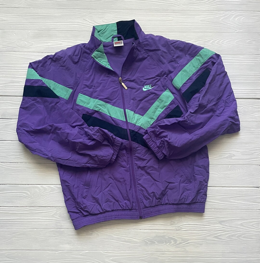 Vintage 90's Nike Windbreaker Jacket Purple Nylon Size Mens L Rare - Etsy