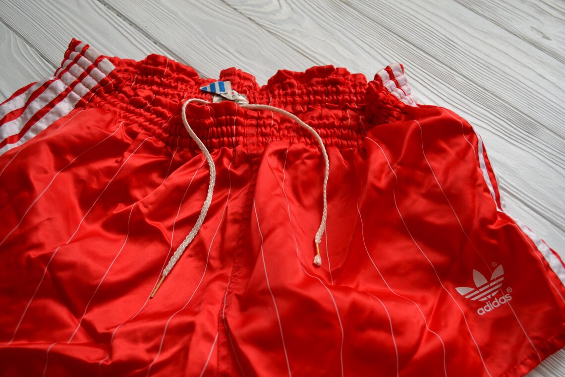 Adidas Santiago Sprinter Shorts Vintage 80s Football Sprinter Red Nylon ...