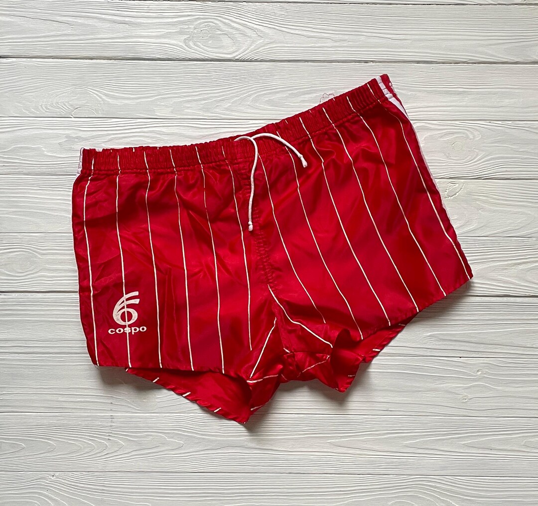 Vintage Cospo 80s 1980s Nylon Running Sprinter Shorts Red Mens Size L ...