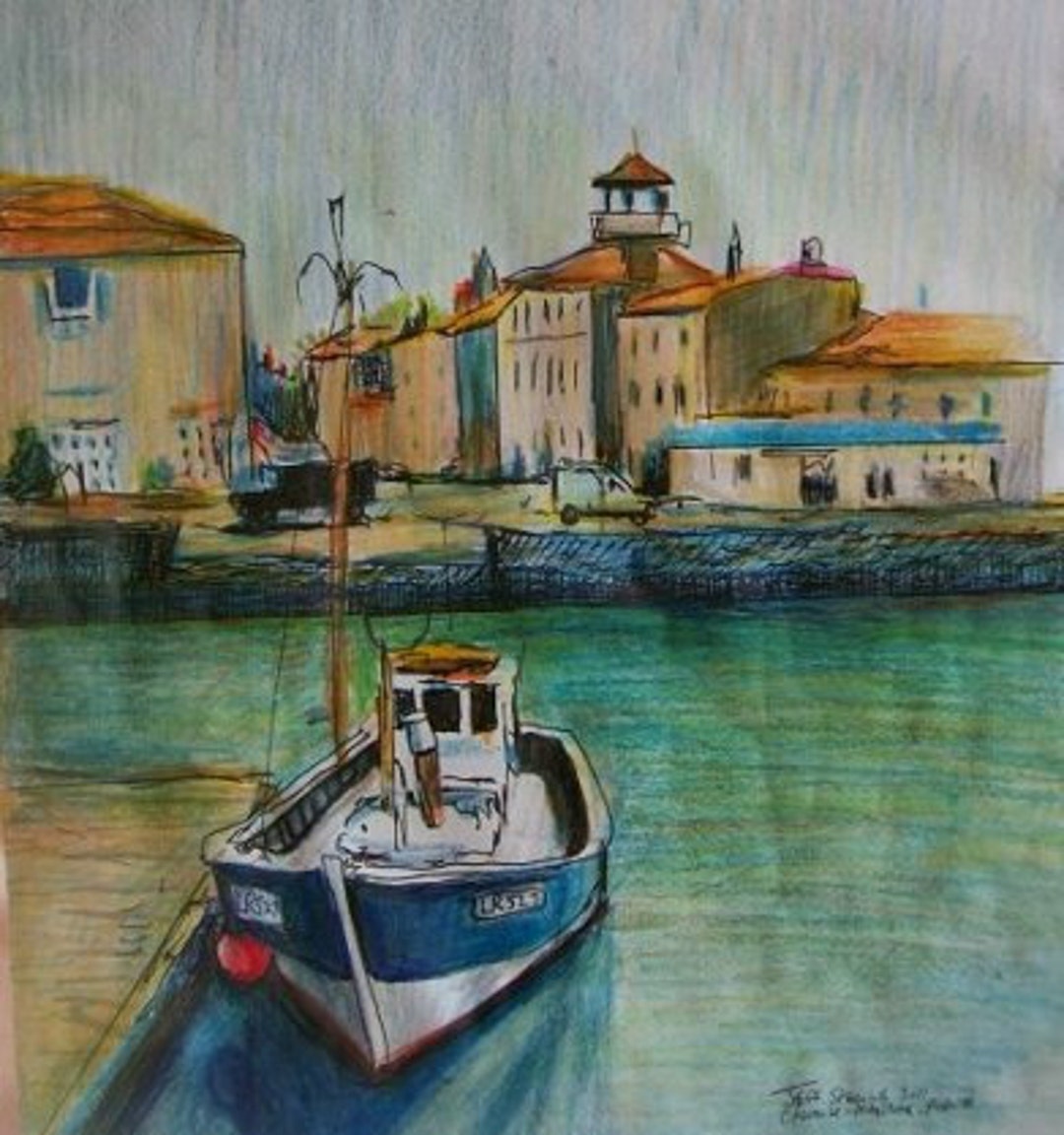 French Harbor Coastal Cityscape-seascape Original in Frame - Etsy