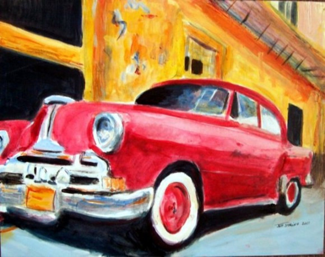Classic Vintage American Car Street Scene in Havana- Original Painting ...