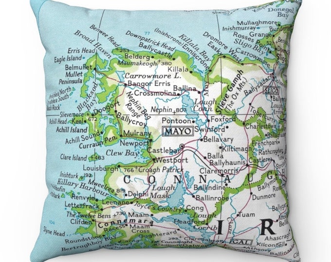 County Mayo Ireland Map Pillow County Mayo Map Pillow Ireland Pillow ...