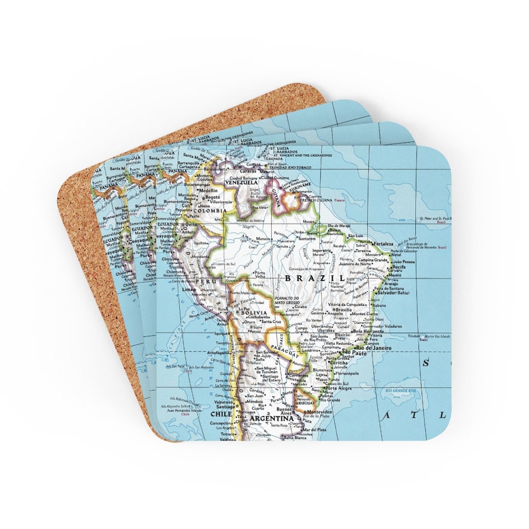 Brazil Map Coaster Set Brazil Coasters Brazil Gift Brazil Map Airbnb ...
