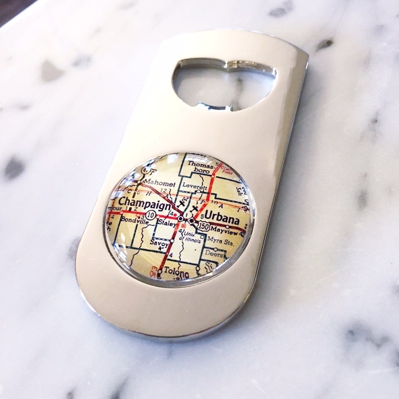 University of Illinois Map Bottle Opener Champaign Bottle | Etsy