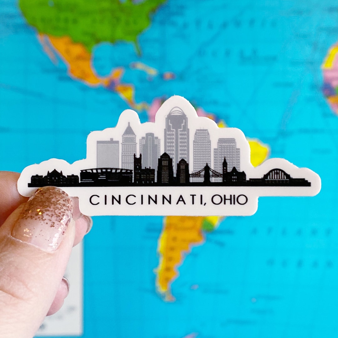 Cincinnati Skyline Laptop Sticker - Cincinnati Water Bottle Sticker ...