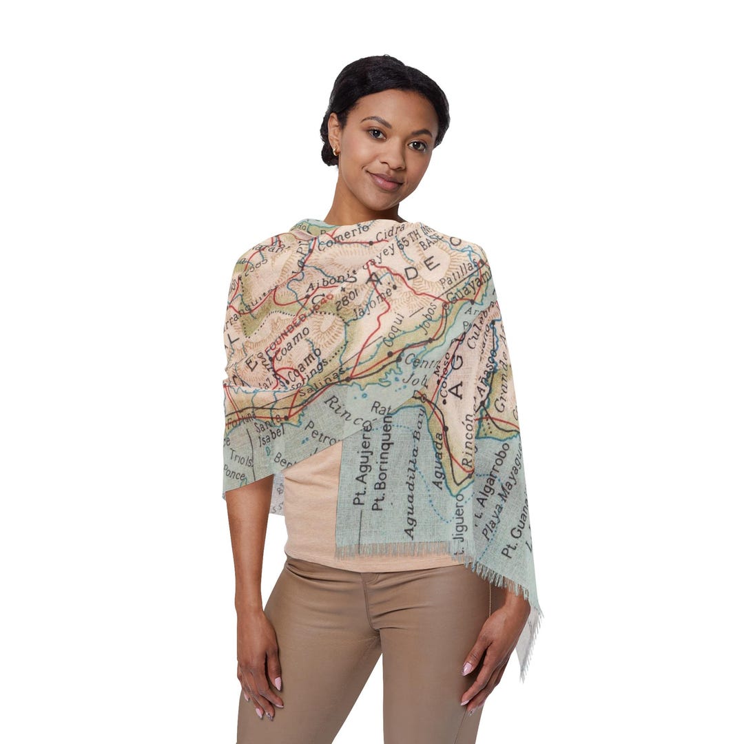 Puerto Rico Map Scarf Travel Scarf Pashmina Travel Gift Lightweight ...