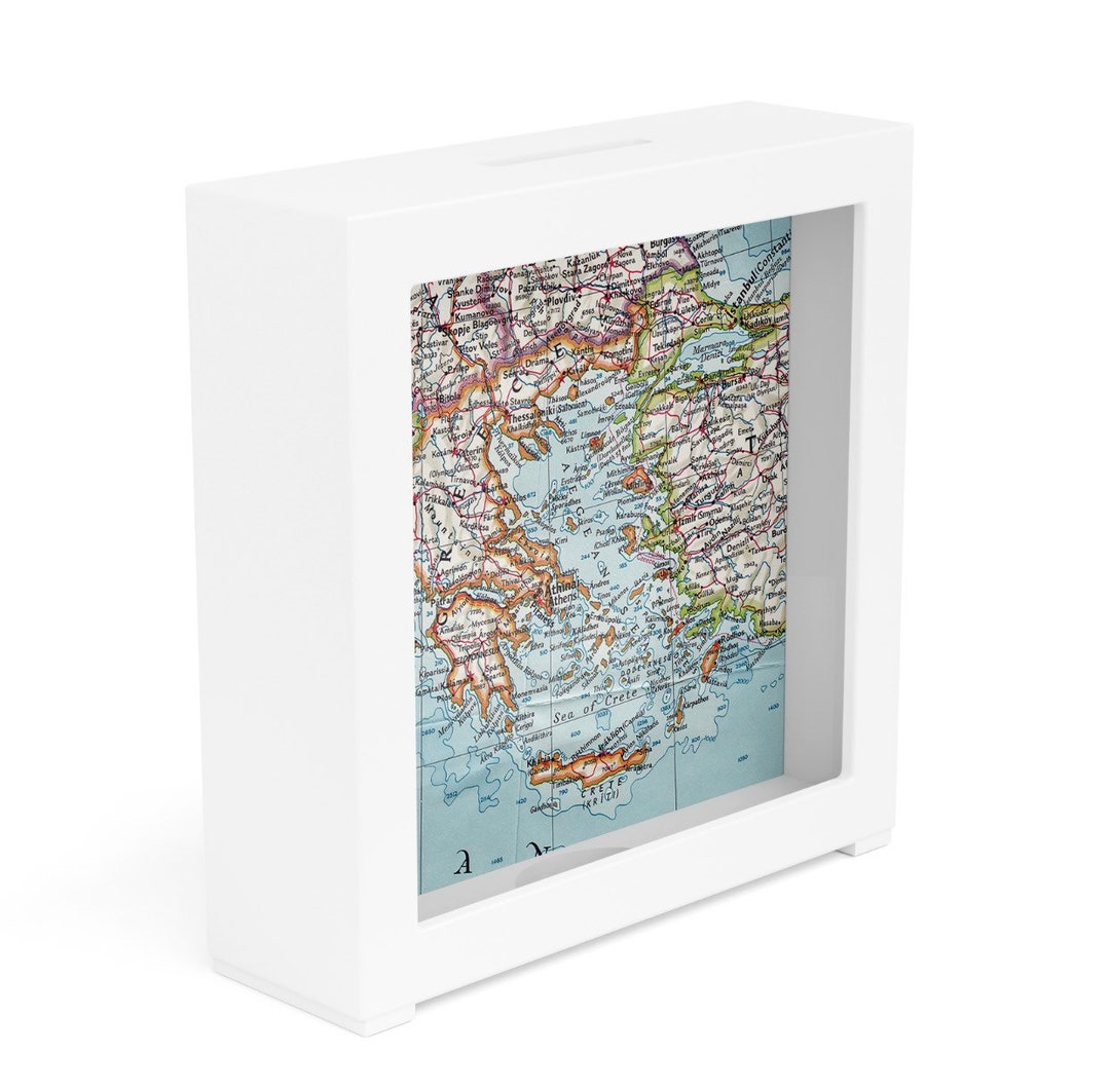 Greece Shadow Box Bank Greece Trip Savings Box Greece Vacation Fund ...