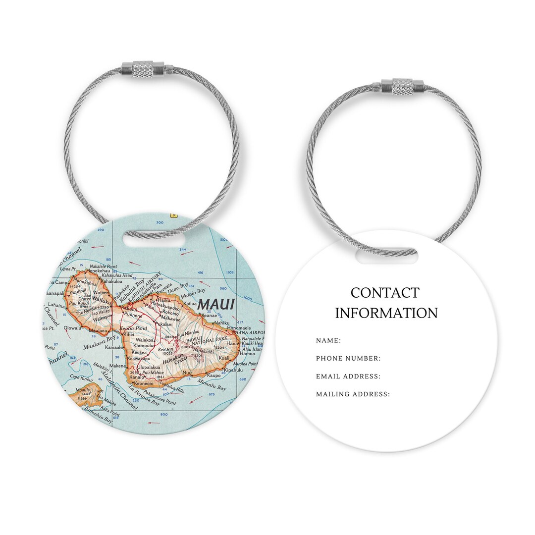 Maui Hawaii Map Luggage Tag Maui Travel Gift Maui Luggage Tag Maui ...