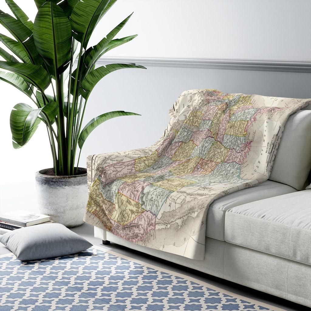 United States Map Fleece Blanket United States Map Blanket | Etsy