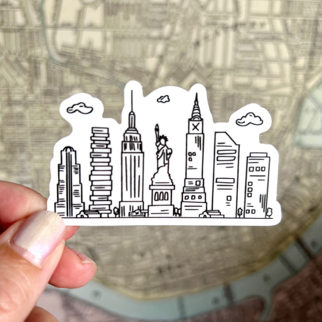 Manhattan Skyline Laptop Sticker - Manhattan Water Bottle Sticker - New ...