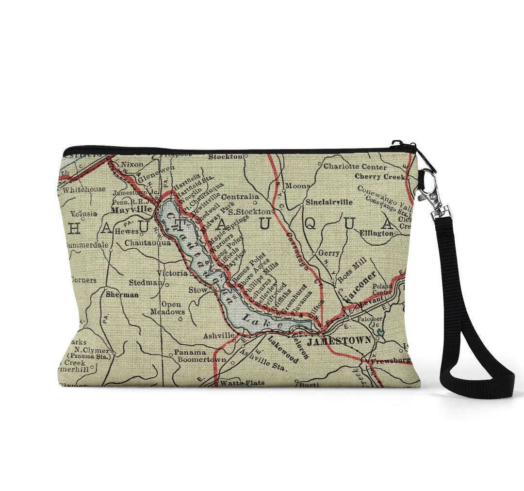 Chautauqua Lake New York Map Pouch - Chautauqua Lake Wristlet ...