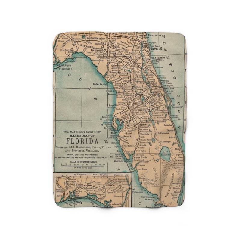 Florida Map Fleece Blanket - Florida Map Blanket - Florida Blanket ...