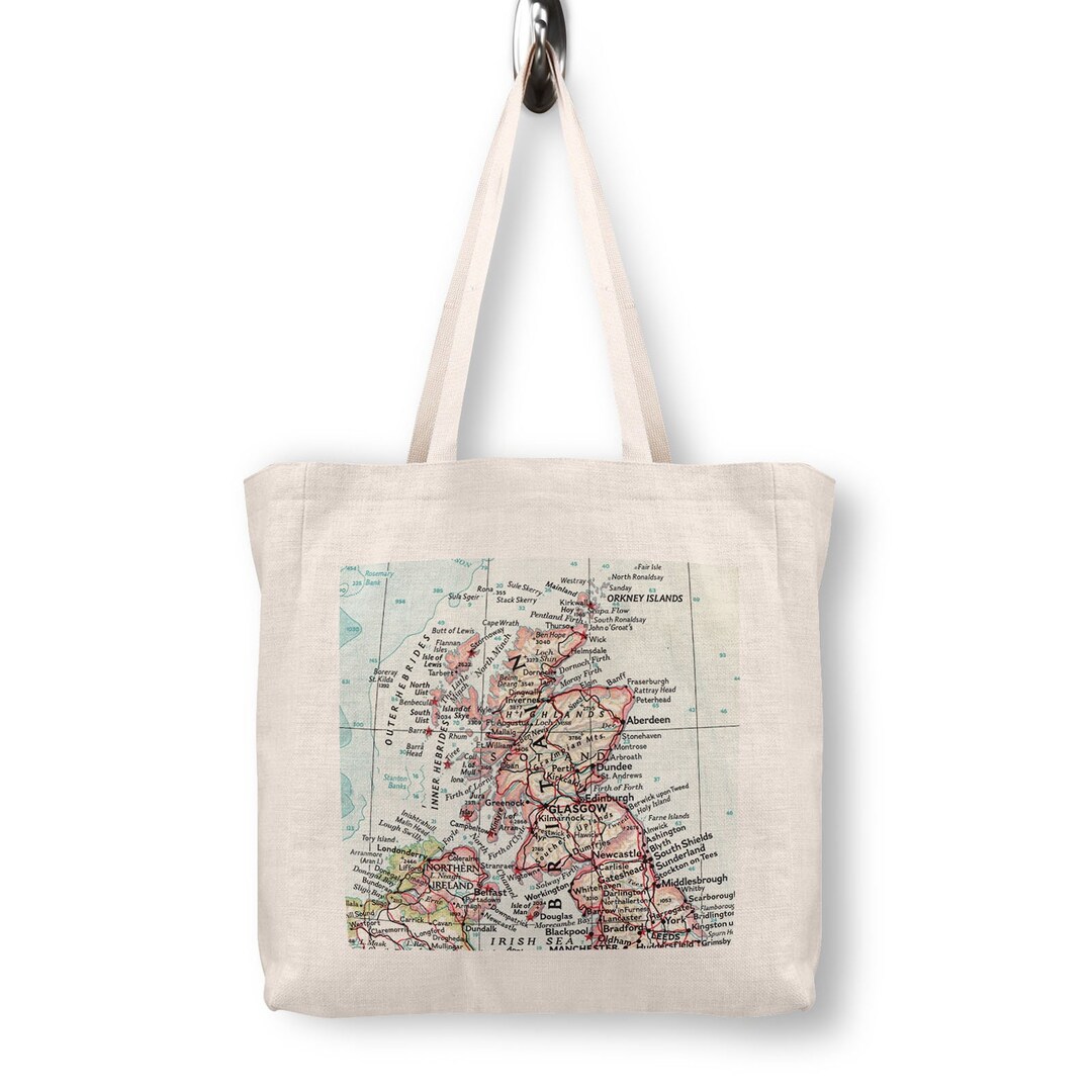 Scotland Map Tote Bag - Scotland Tote Bag - Scotland Market Bag ...