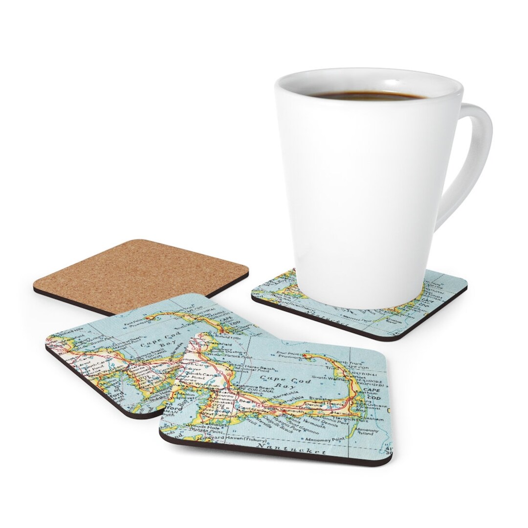 Cape Cod Map Coaster Set Cape Cod Coasters Cape Cod Airbnb Decor Cape ...
