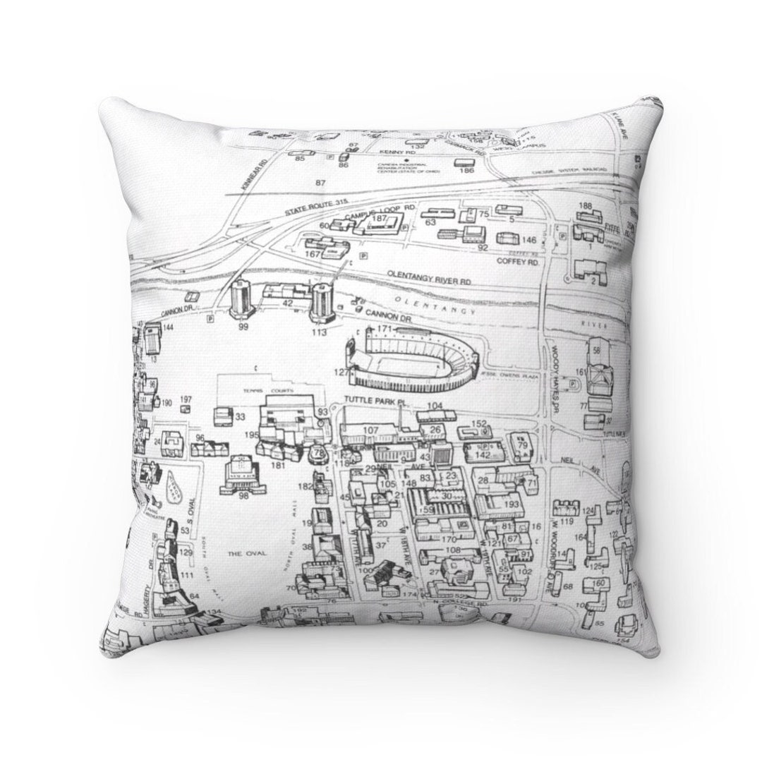 Ohio State University Campus Map Pillow – 18" Throw Pillow With Vintage ...