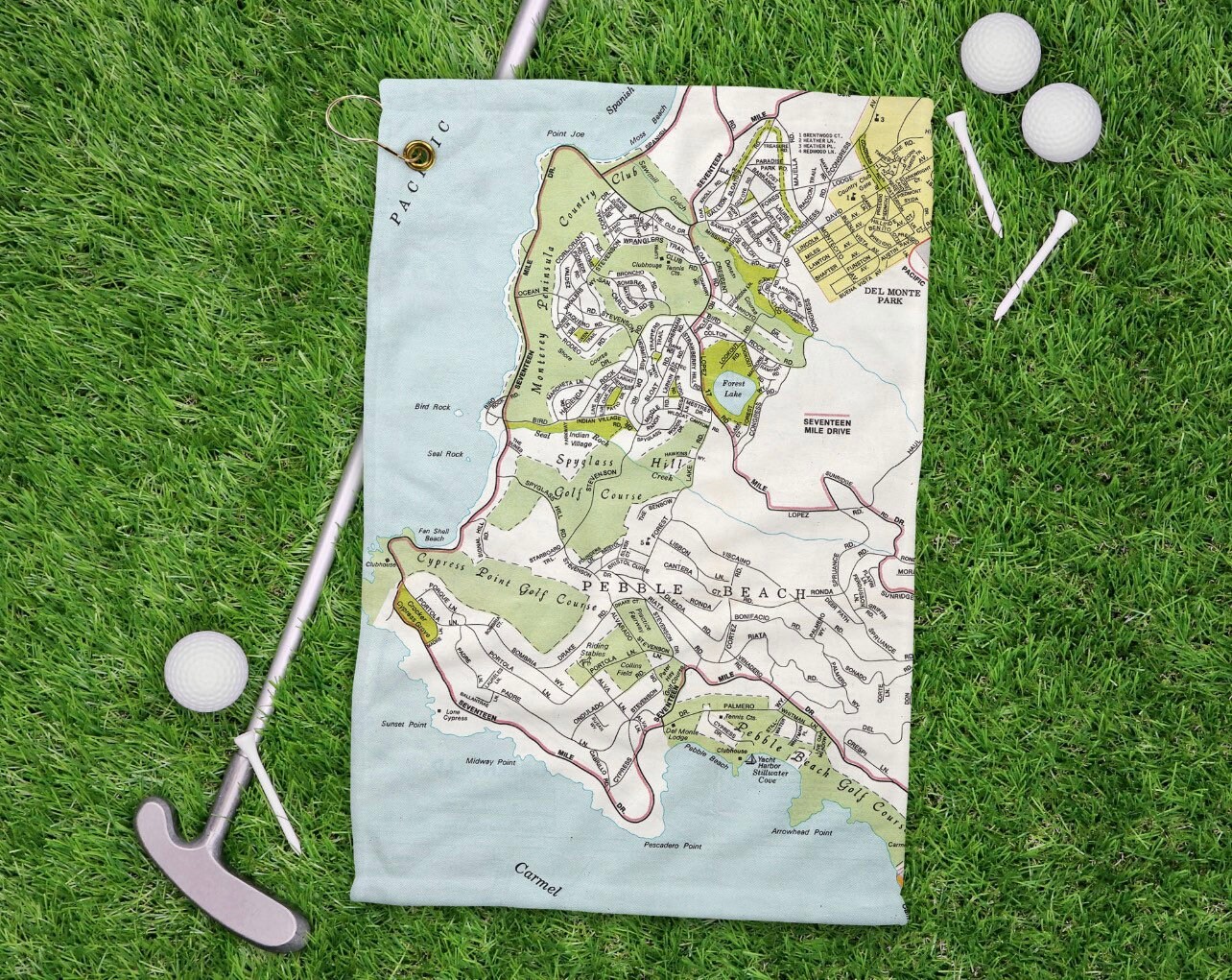 Pebble Beach Golf Towel Pebble Beach Map Fathers Day Gift - Etsy