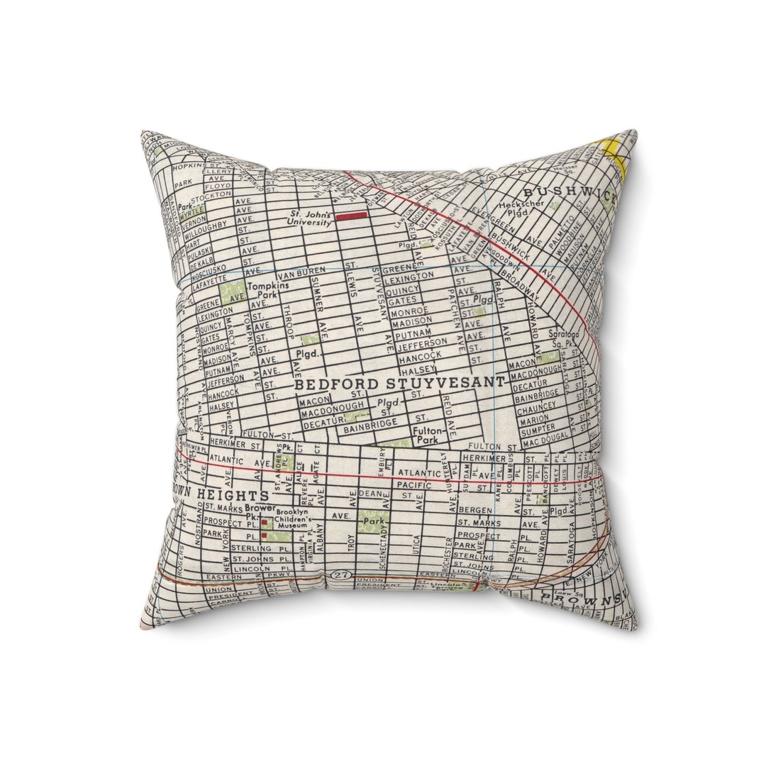 Bedford-stuyvesant Brooklyn New York Map Pillow - Bed-stuy Pillow ...