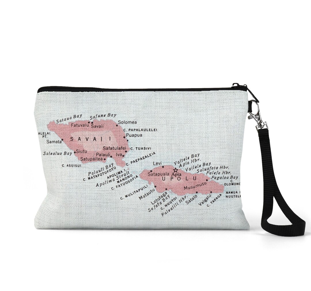 Samoa Map Pouch Samoa Wristlet Samoa Makeup Bag Samoa Travel Pouch ...